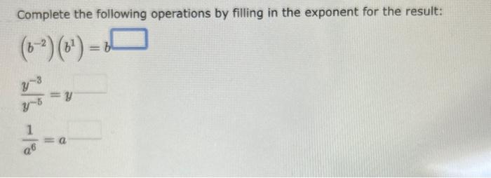 Solved Complete the following operations by filling in the | Chegg.com