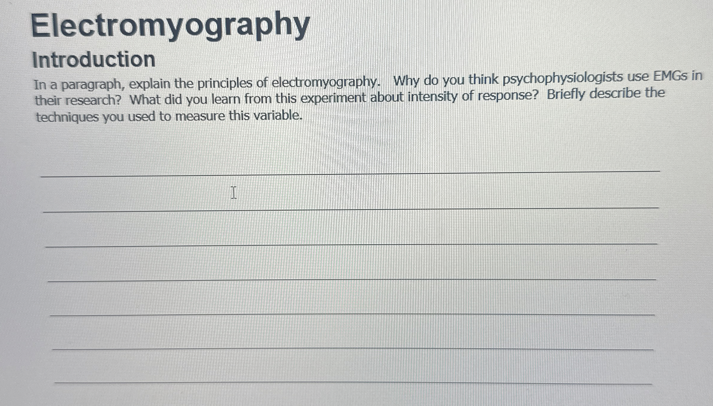 Solved Electromyography IntroductionIn a paragraph, explain | Chegg.com