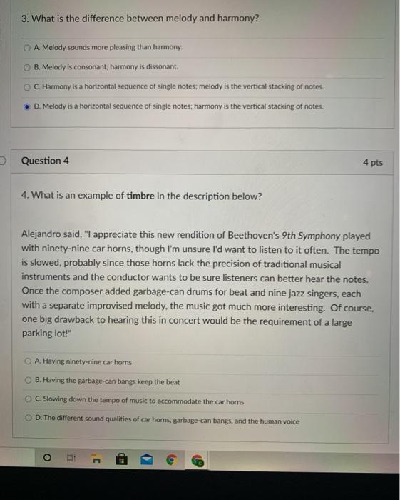 Solved 3. What is the difference between melody and harmony? | Chegg.com