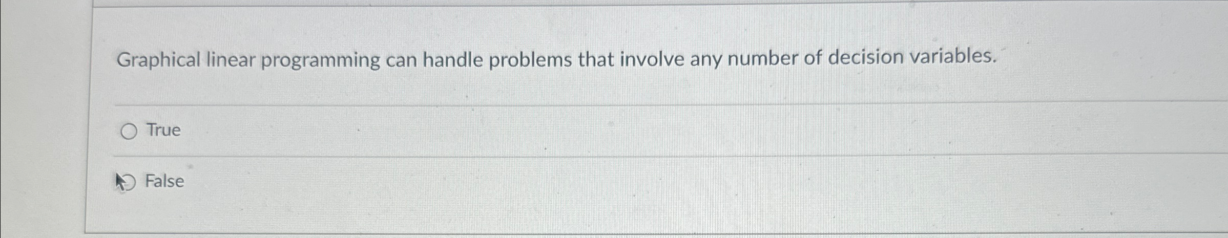 Solved Graphical linear programming can handle problems that | Chegg.com Solved Graphical linear programming can handle problems that | Chegg.com