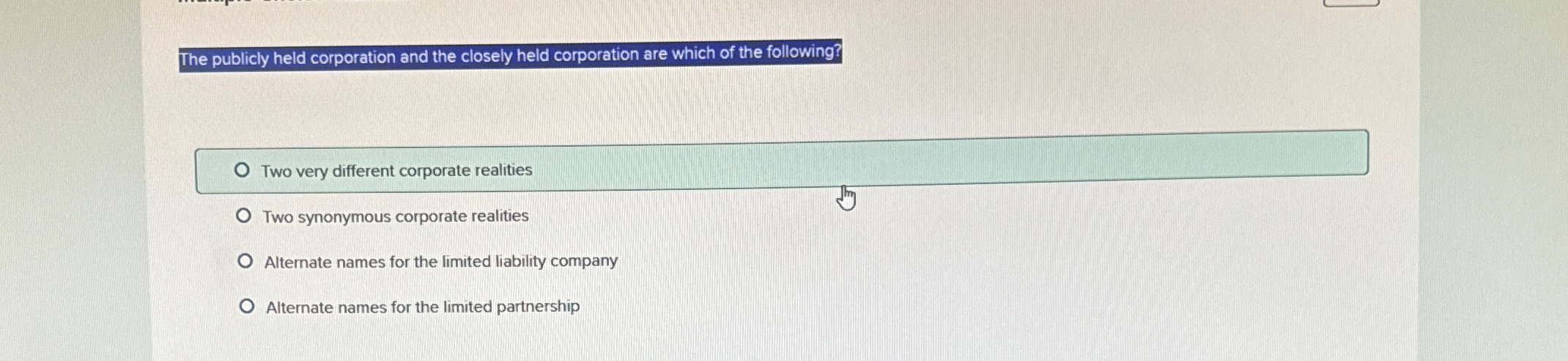 Solved The publicly held corporation and the closely held | Chegg.com