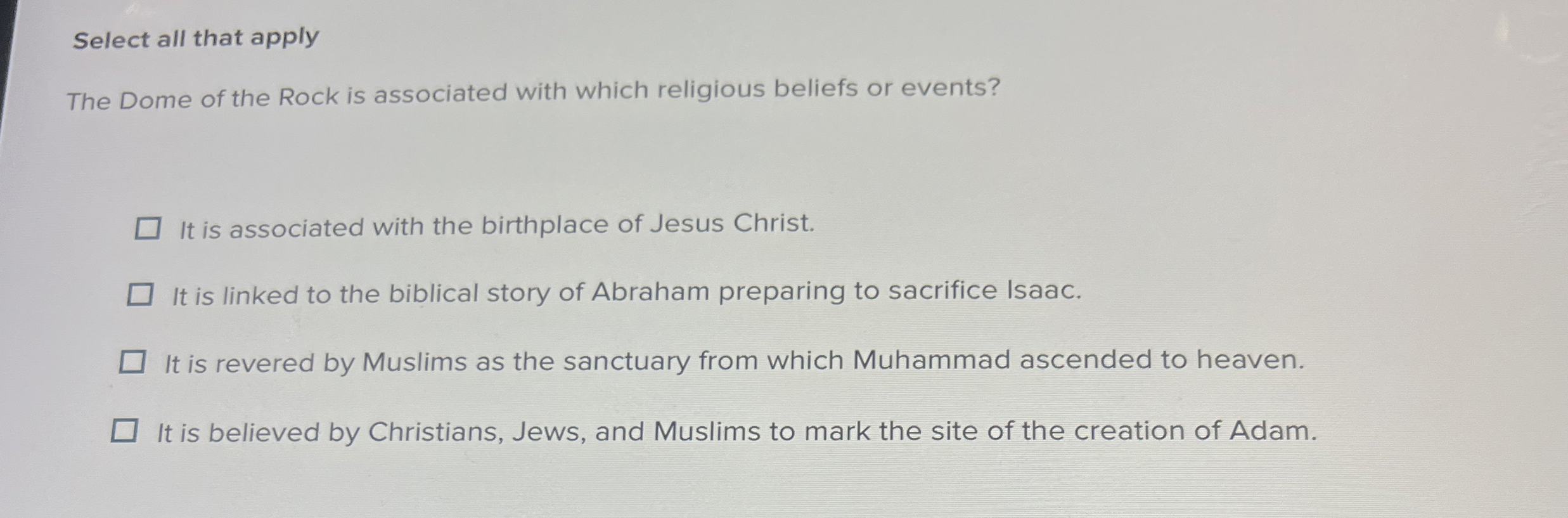 Solved Select all that applyThe Dome of the Rock is | Chegg.com