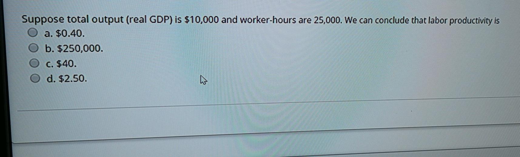 Solved Suppose total output (real GDP) is $10,000 and | Chegg.com