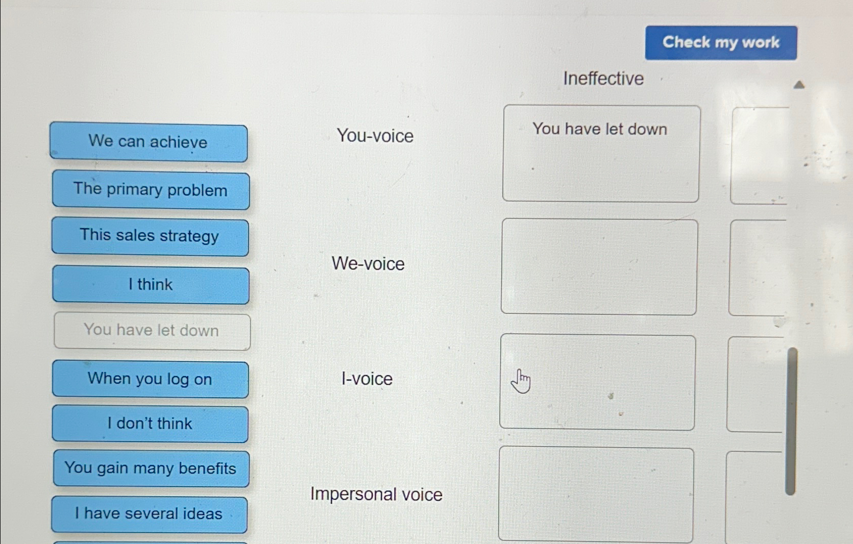 Solved IneffectiveYou-voiceThe primary problemThis sales | Chegg.com