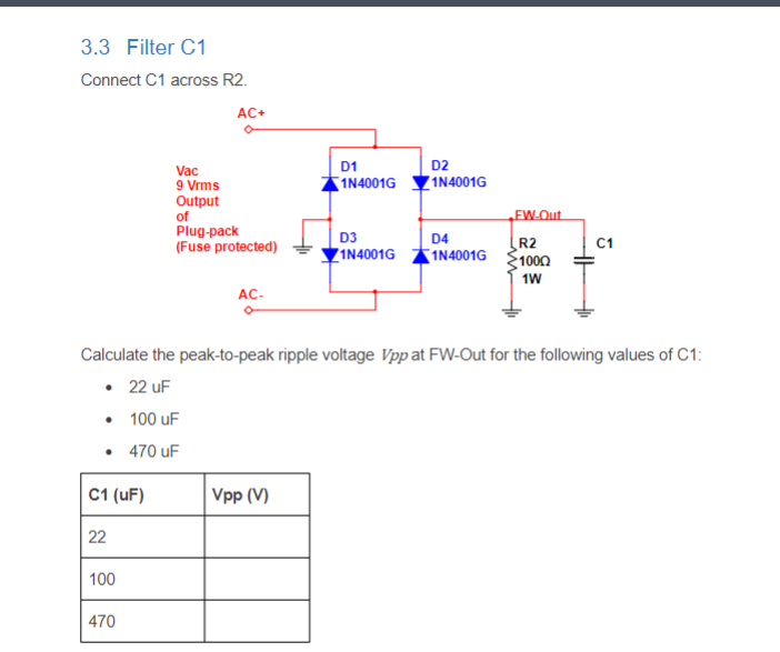 Solved 3.3 ﻿Filter C1Connect C1 ﻿across R2.Calculate the | Chegg.com