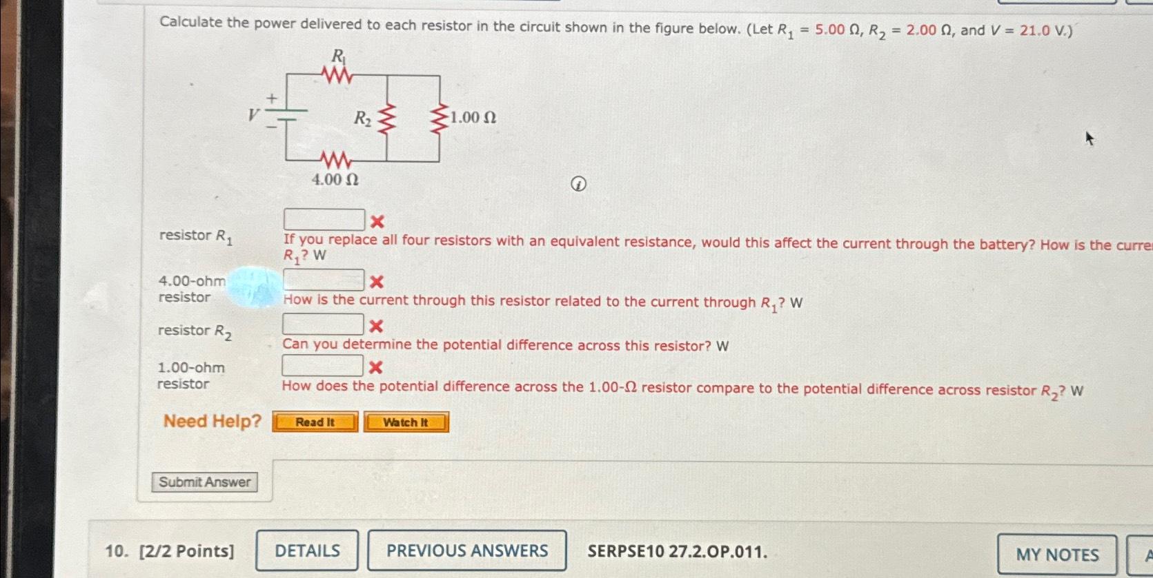Solved Calculate the power delivered to each resistor in the | Chegg.com