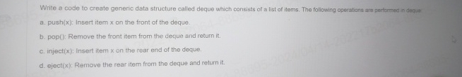Solved Write a code to create generic data structure called | Chegg.com