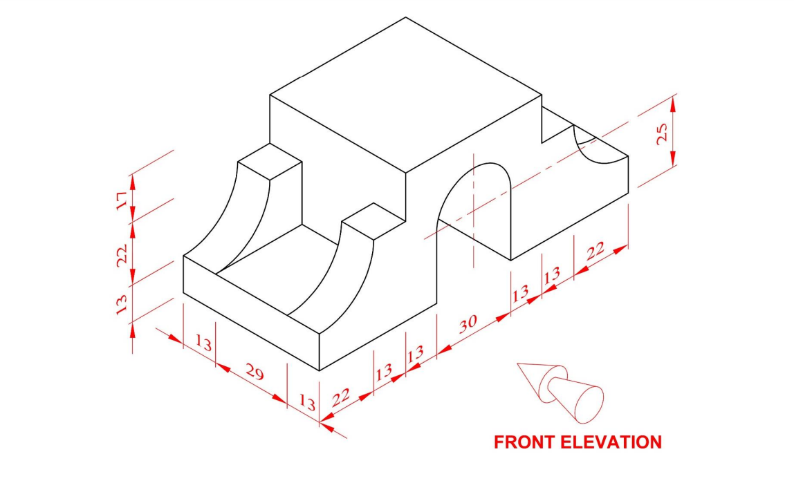Solved Draw the Orthographic views (elevation, ﻿end elev, | Chegg.com