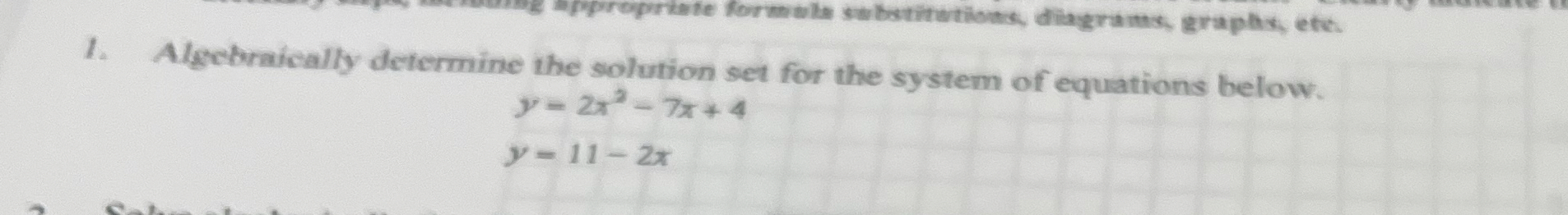 Solved Algebraically determine the solution set for the | Chegg.com