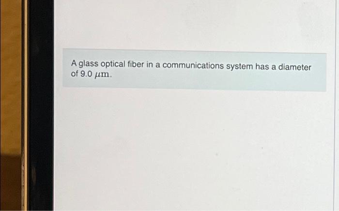 Solved A glass optical fiber in a communications system has | Chegg.com