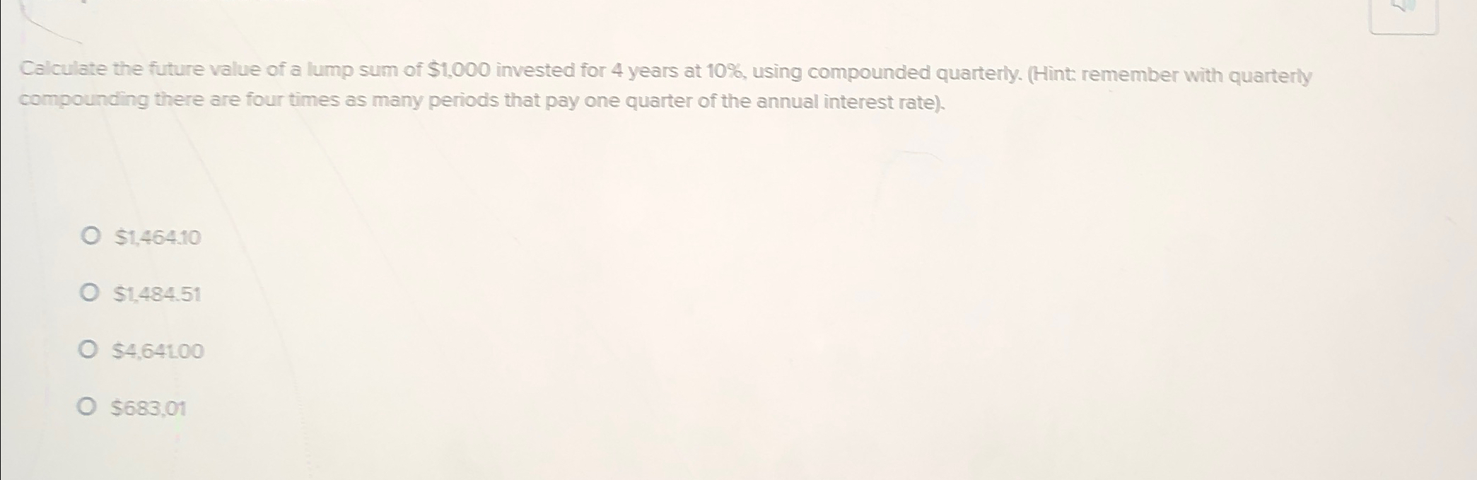 Solved Calculate the future value of a lump sum of $1,000 | Chegg.com