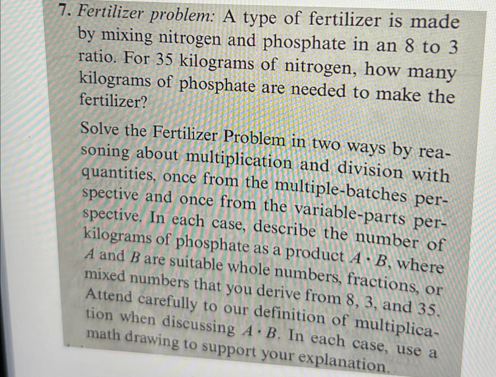 Solved Fertilizer problem: A type of fertilizer is made by | Chegg.com