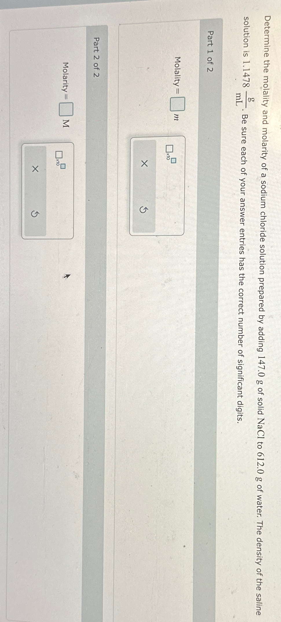 Determine the molality and molarity of a sodium | Chegg.com