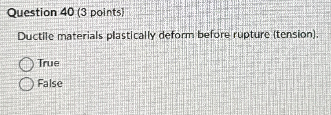 Solved Question 40 ( 3 ﻿points)Ductile materials plastically | Chegg.com