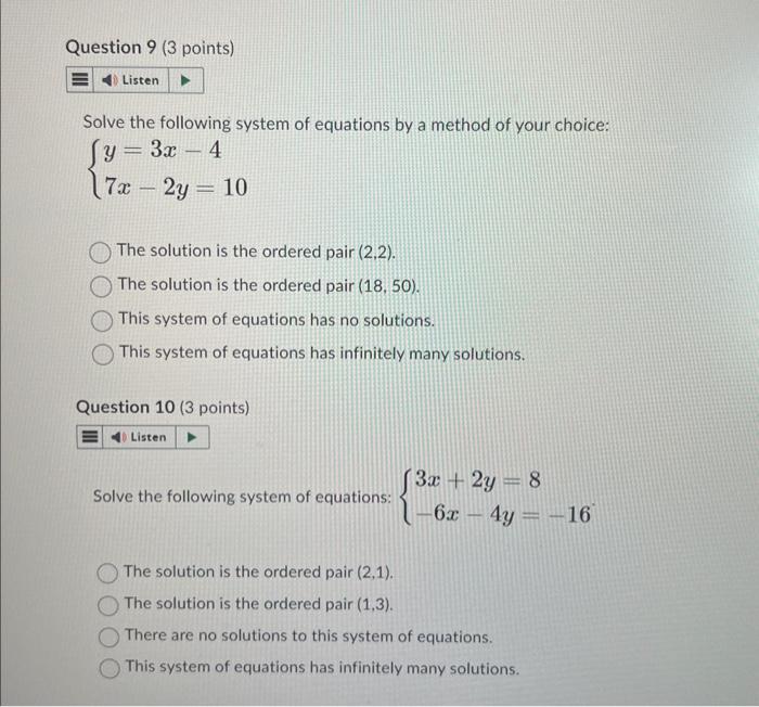 Solved Solve the following system of equations by a method | Chegg.com