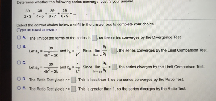 Solved Determine whether the following series converges. | Chegg.com