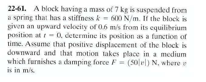 Solved A block having a mass of 7 kg is suspended from a | Chegg.com