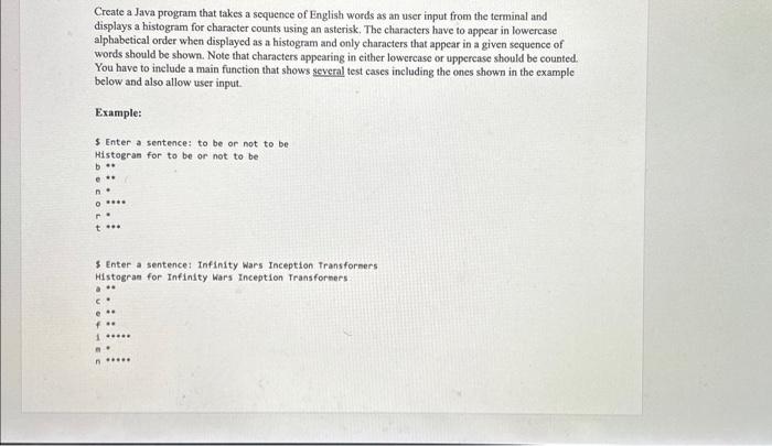Solved Create a Java program that takes a sequence of | Chegg.com