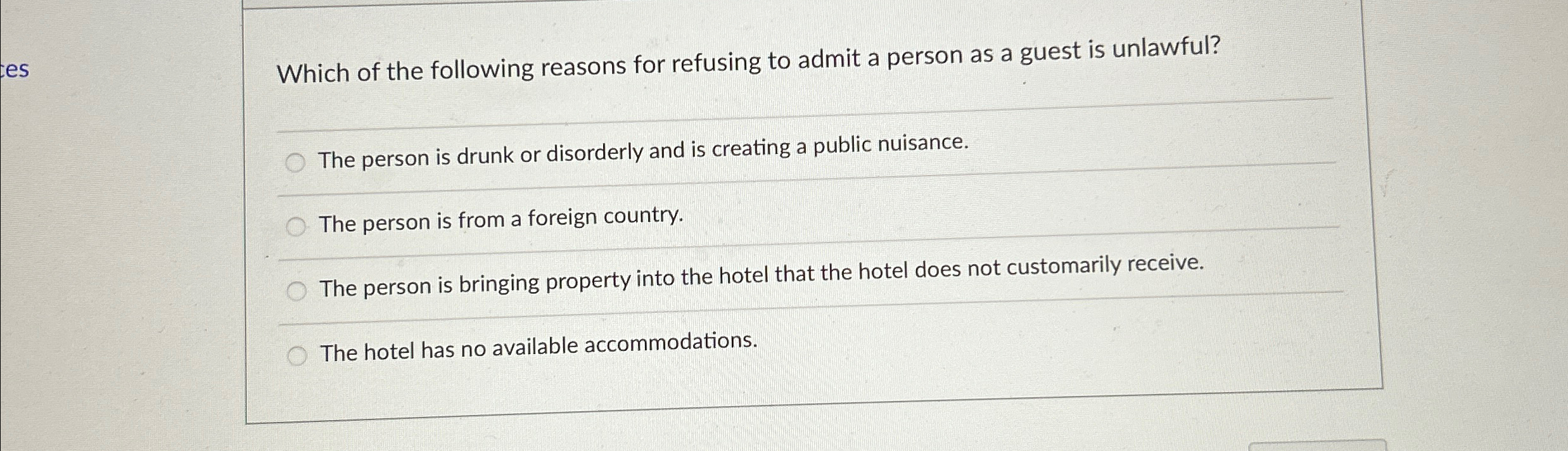 Solved Which of the following reasons for refusing to admit | Chegg.com