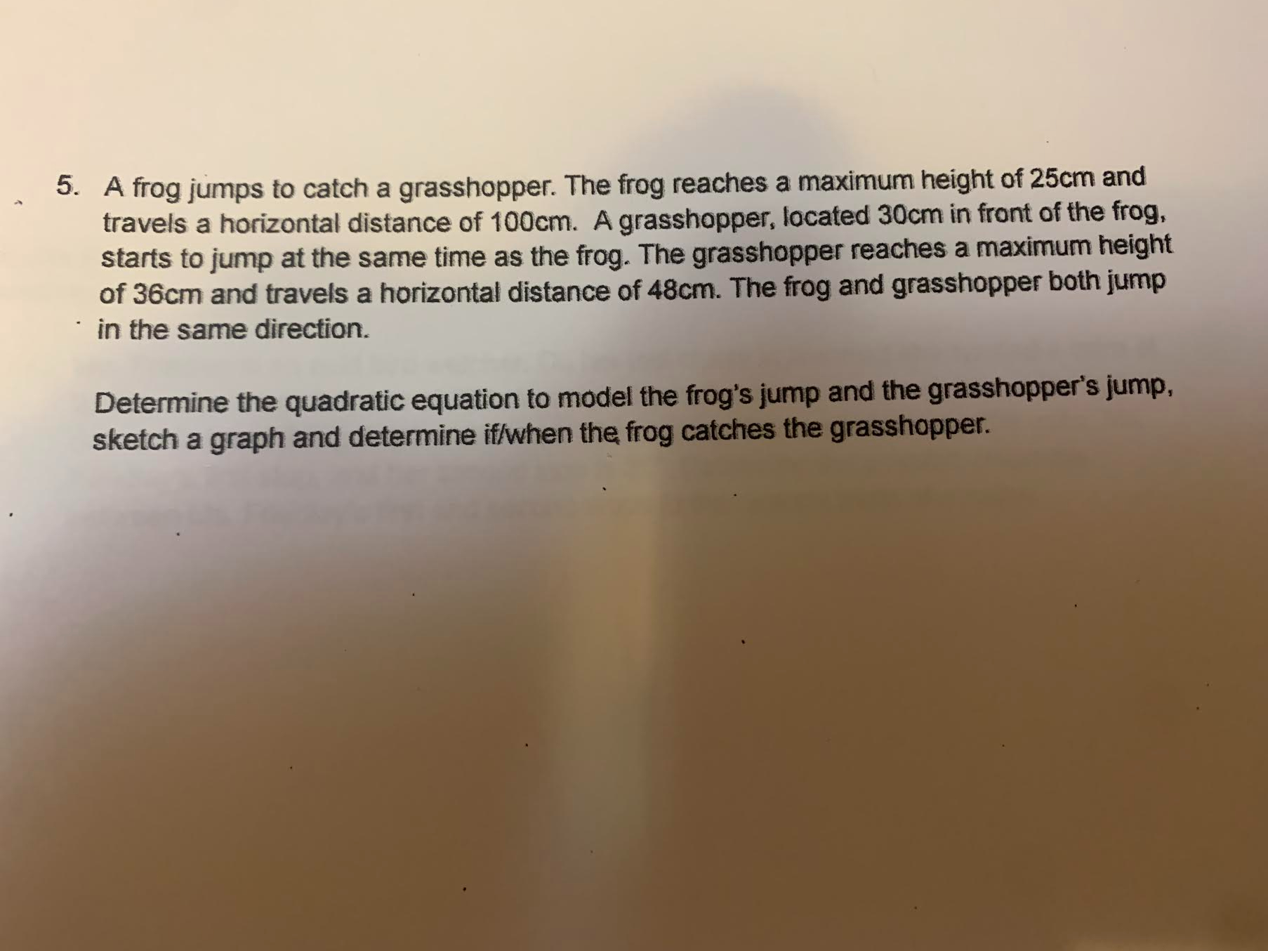 Solved 5. ﻿A frog jumps to catch a grasshopper. The frog | Chegg.com