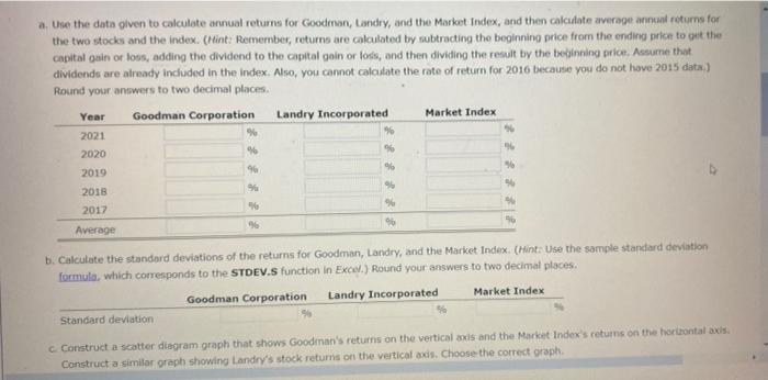 Solved Excel Activity: Evaluating Risk and Return Start with | Chegg.com