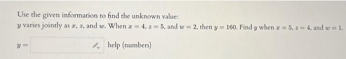 Solved Use the given information to find the unknown value: | Chegg.com