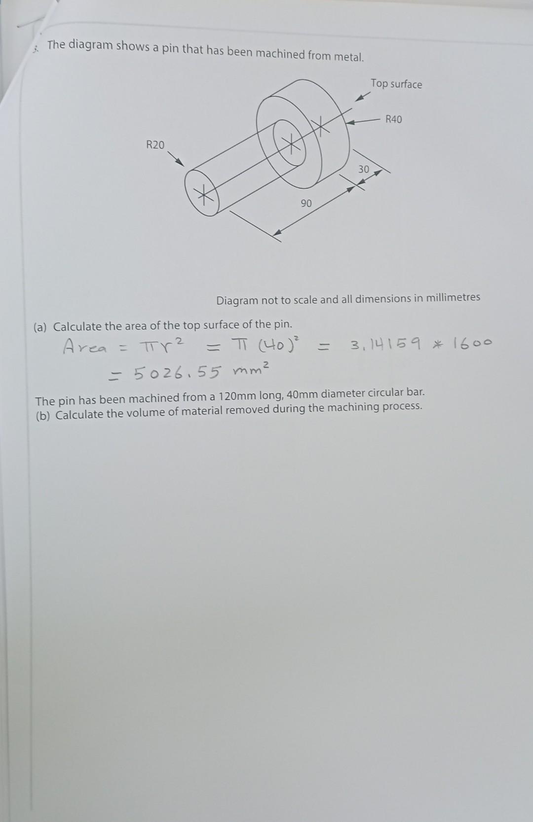 Solved 3. The diagram shows a pin that has been machined | Chegg.com
