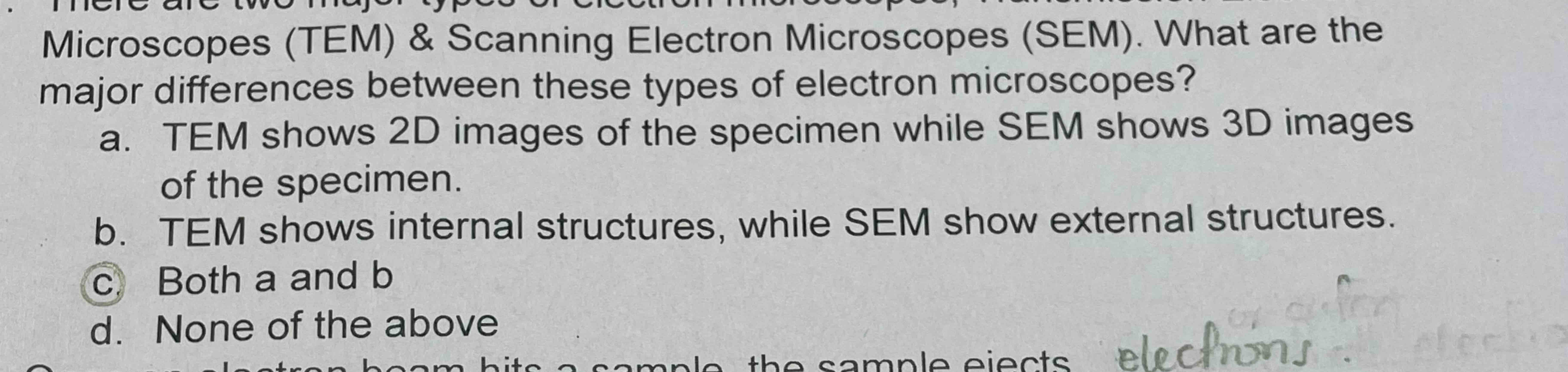 Solved Microscopes (TEM) ﻿& Scanning Electron Microscopes | Chegg.com