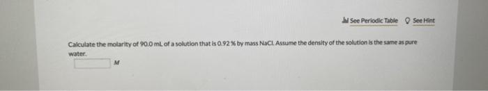 Solved Calculate the molarity of 90.0 mL of a solution that | Chegg.com