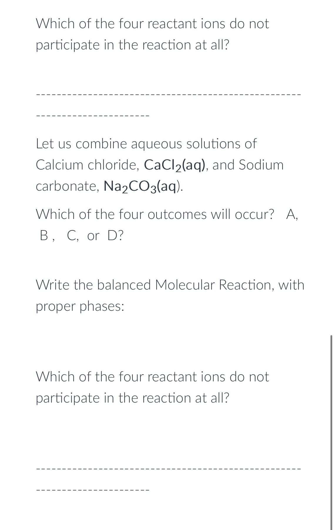 Solved Chemical Reactions: There are two reactant pairs | Chegg.com