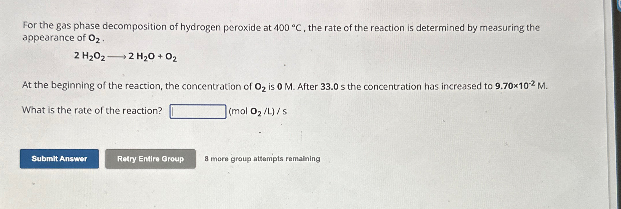 Solved For the gas phase decomposition of hydrogen peroxide | Chegg.com