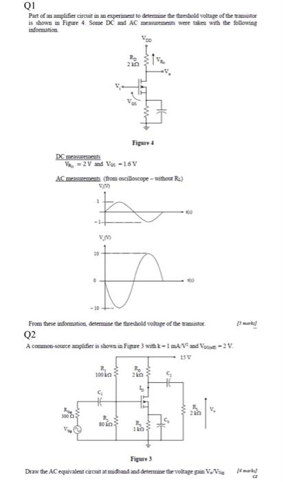 [Solved]: QI Part of an amplifier circuit in an experiment