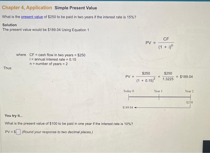Solved Chapter 4, Application Simple Present Value What is | Chegg.com