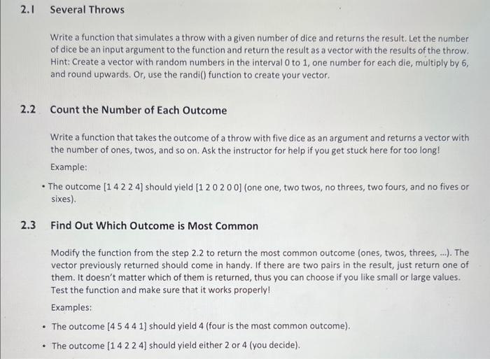 Solved Write A Function That Simulates A Throw With A Given 0207