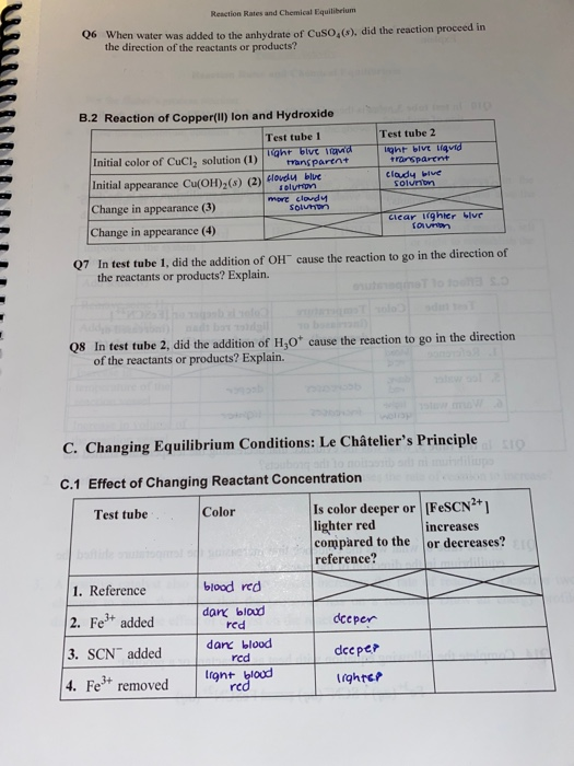 Solved REPORT SHEET Reaction Rates and Chemical Equilibrium | Chegg.com