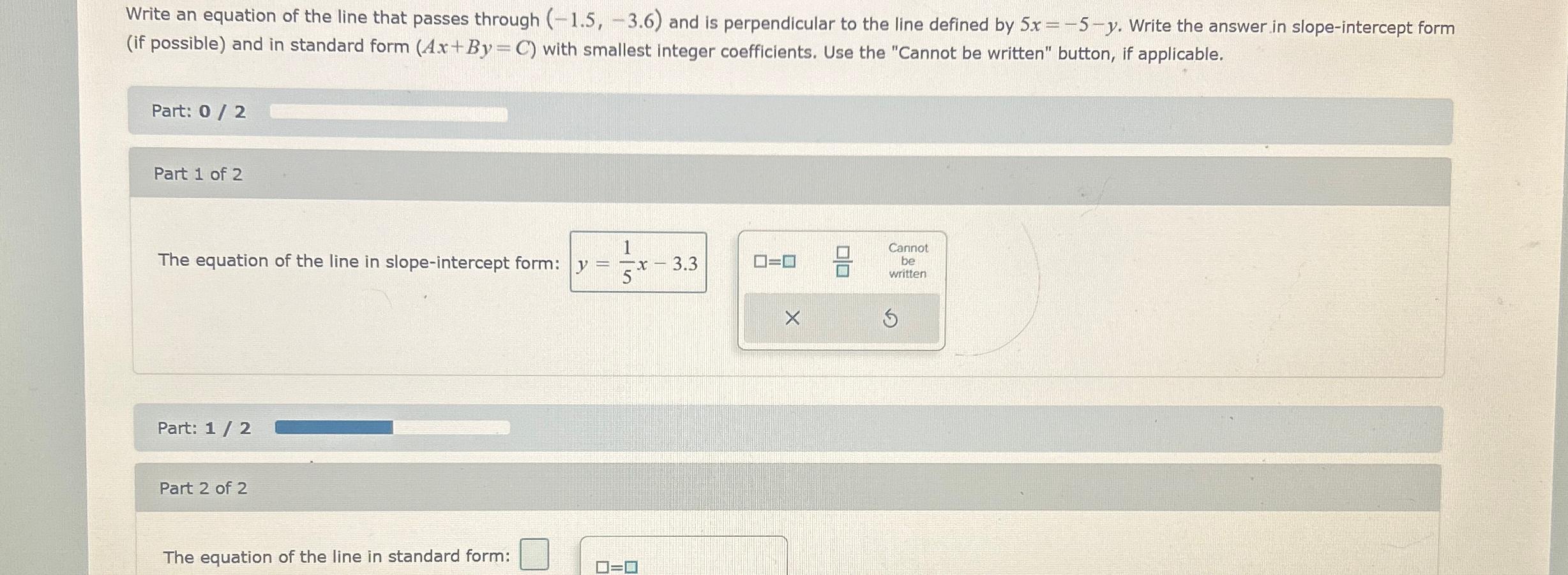Solved Write an equation of the line that passes through | Chegg.com