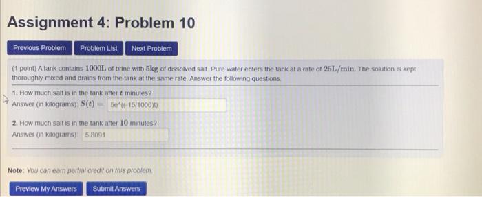 Solved Assignment 4: Problem 10 Previous Problem Problem | Chegg.com