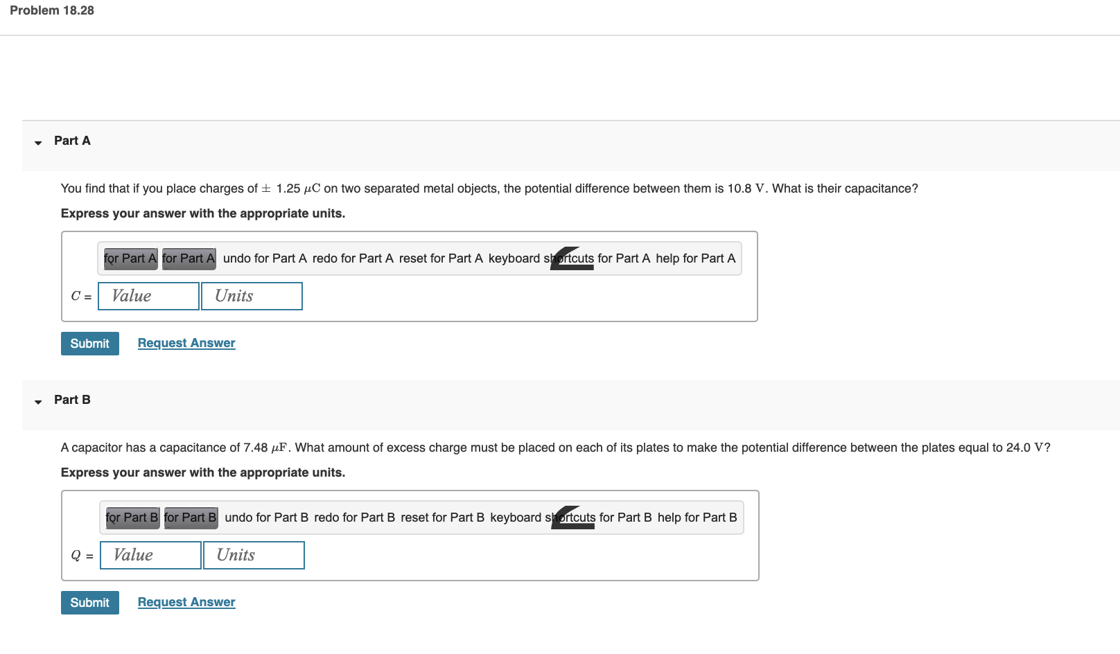Solved Problem 18.28Part AYou find that if you place charges | Chegg.com
