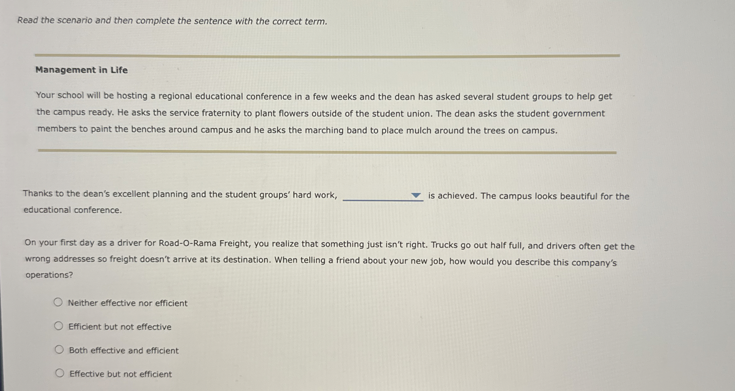 Solved Read the scenario and then complete the sentence with | Chegg.com