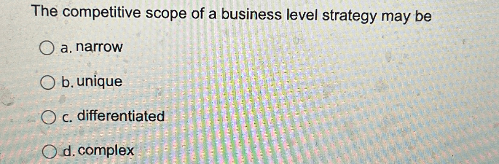 Solved The competitive scope of a business level strategy | Chegg.com