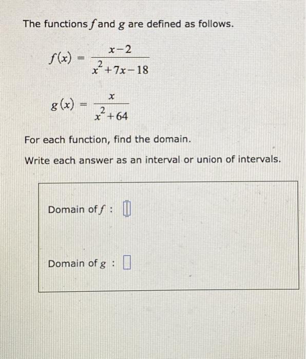 Solved The functions f and g are defined as follows. | Chegg.com