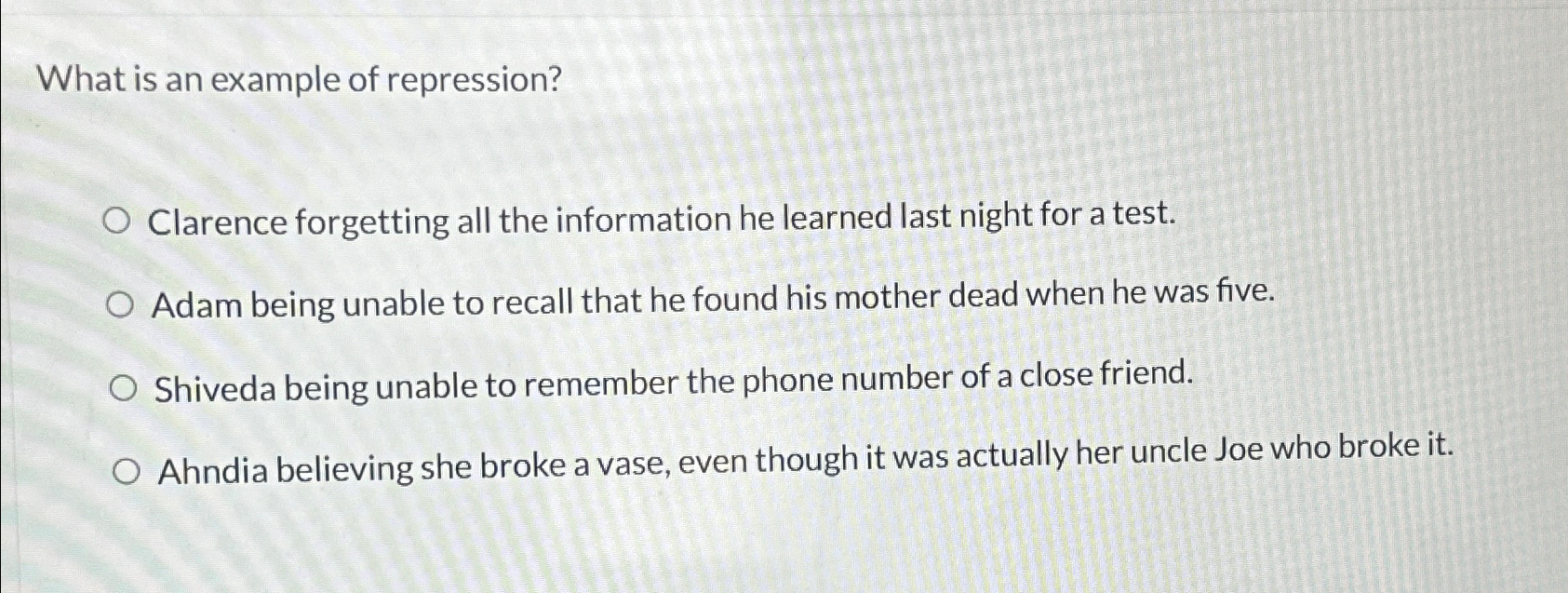 Solved What is an example of repression?Clarence forgetting | Chegg.com