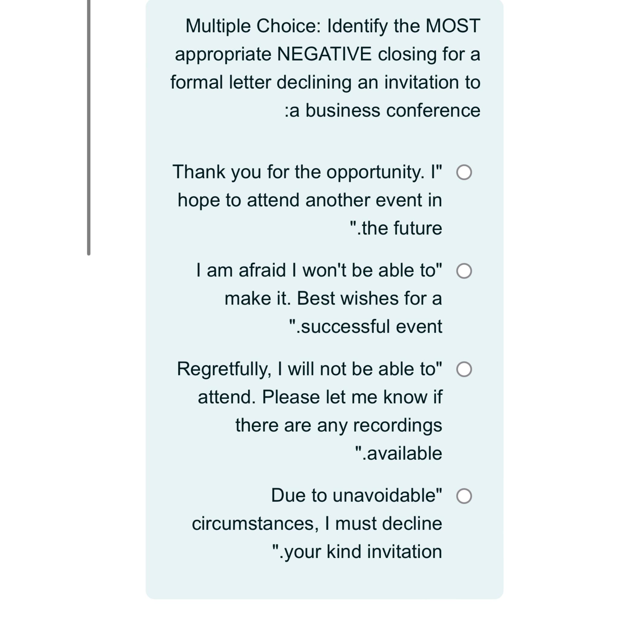 Solved Multiple Choice: Identify the MOST appropriate | Chegg.com
