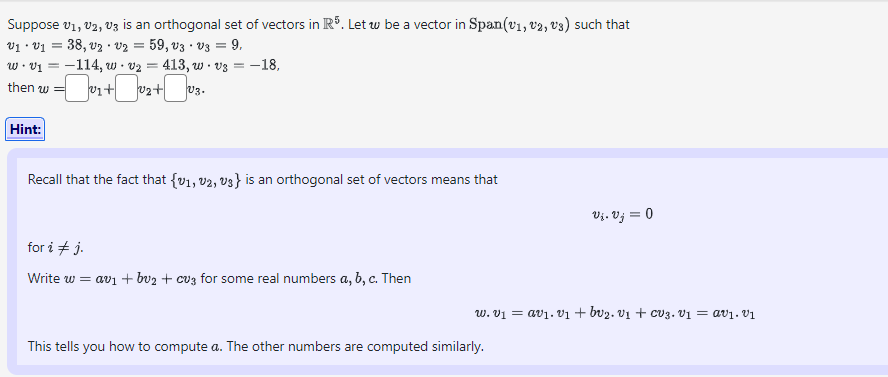 Solved Suppose v1,v2,v3 ﻿is an orthogonal set of vectors in | Chegg.com