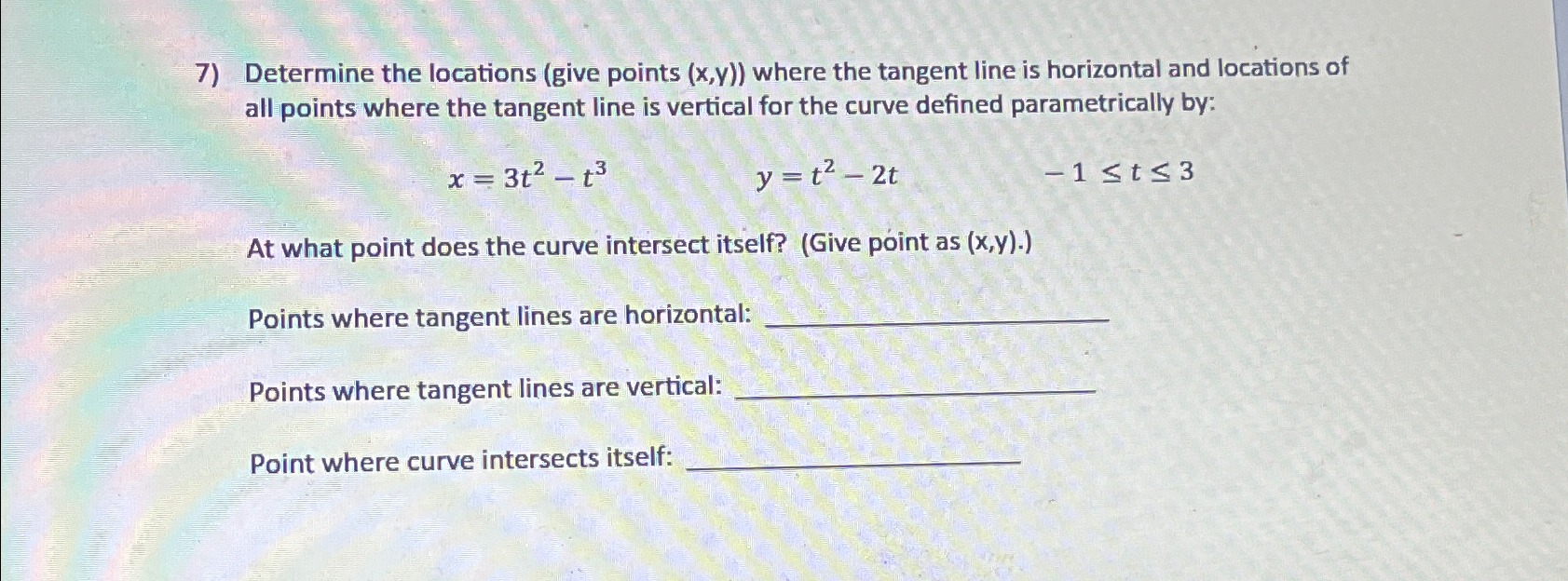 Solved Determine the locations (give points (x,y) ) ﻿where | Chegg.com