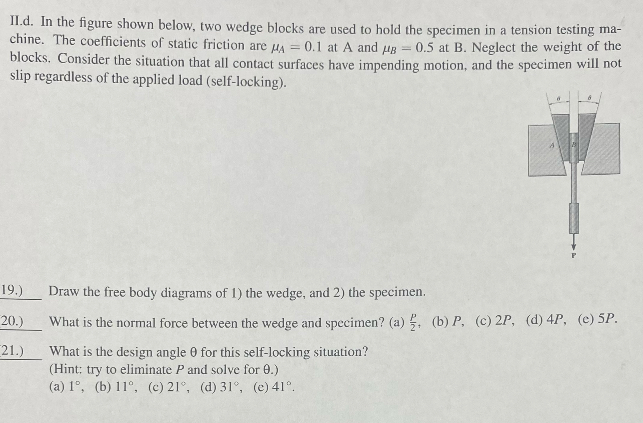 Solved by an EXPERT II.d. ﻿In the figure shown below, two wedge blocks | Chegg.com