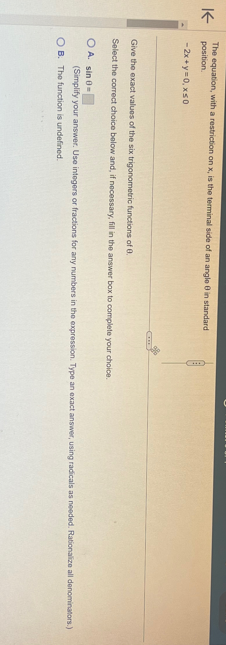 Solved The equation, with a restriction on x, ﻿is the | Chegg.com