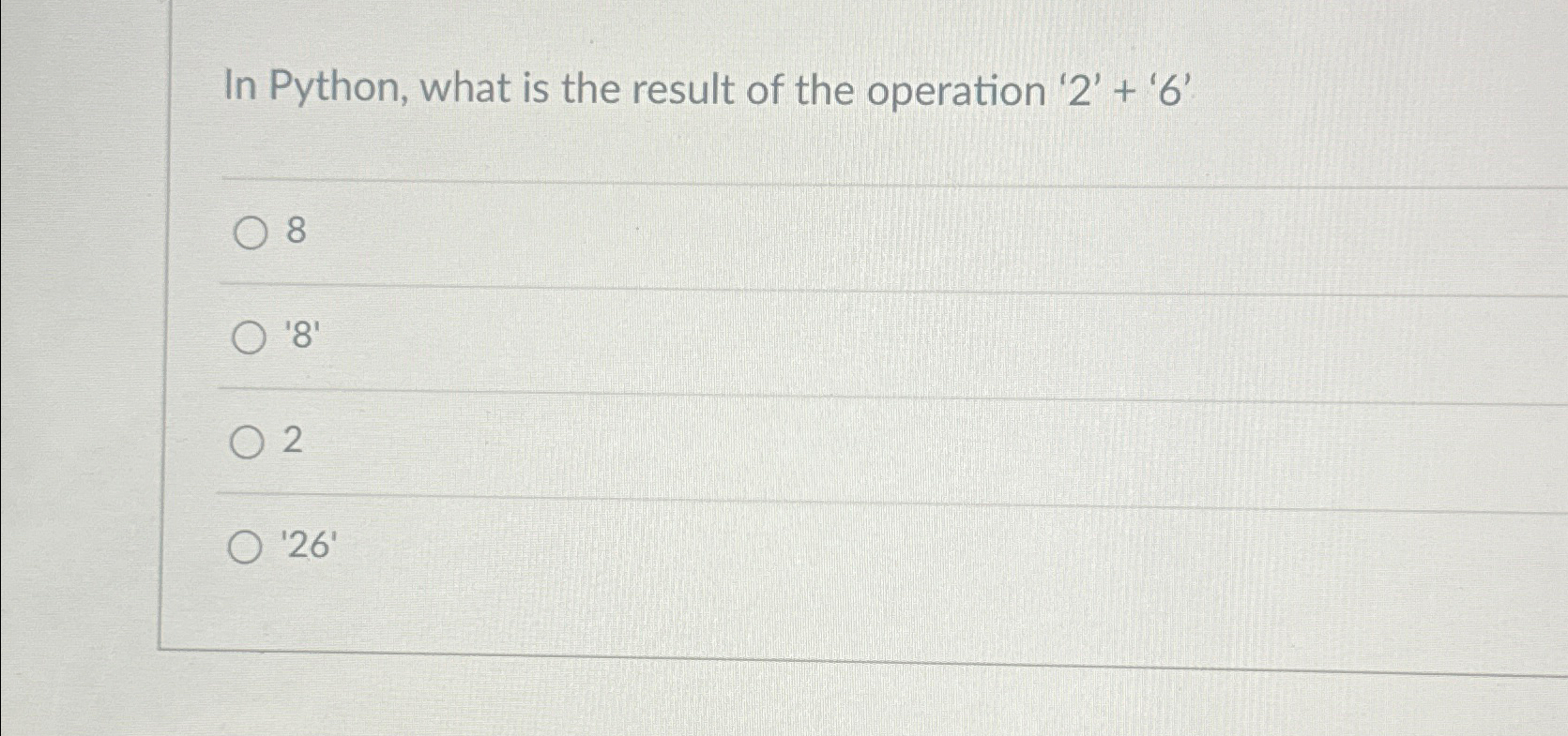 Solved In Python, what is the result of the operation | Chegg.com