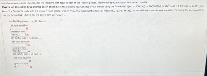 Solved Write balanced net ionic equations for the resctions | Chegg.com