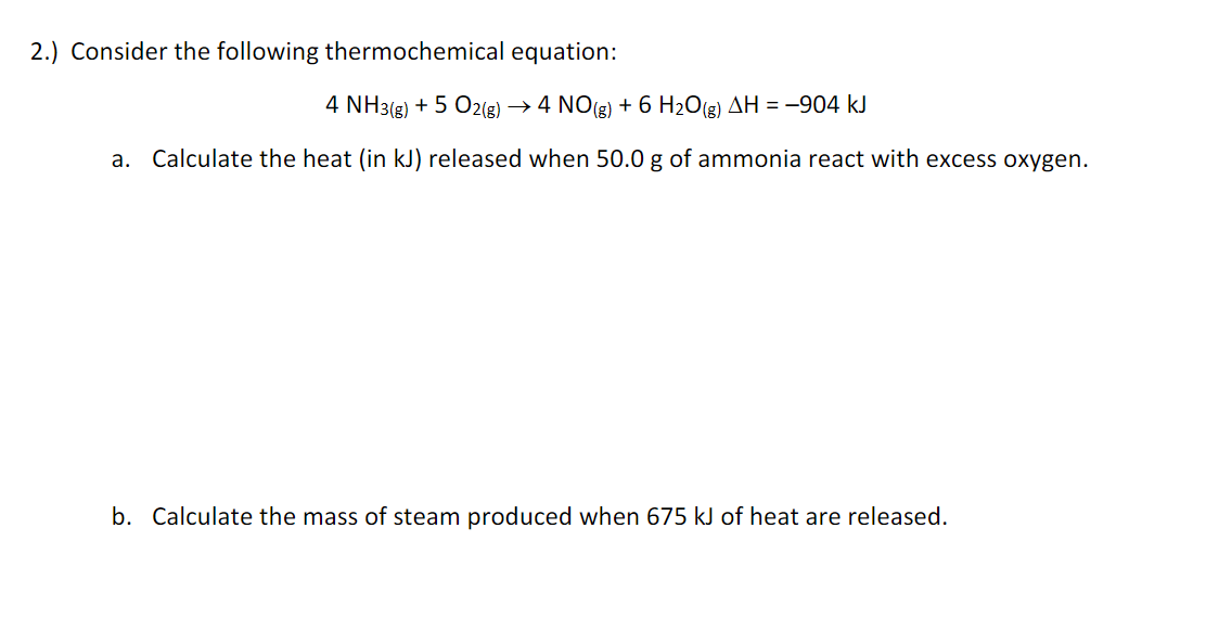 Solved 2.) ﻿Consider the following thermochemical | Chegg.com